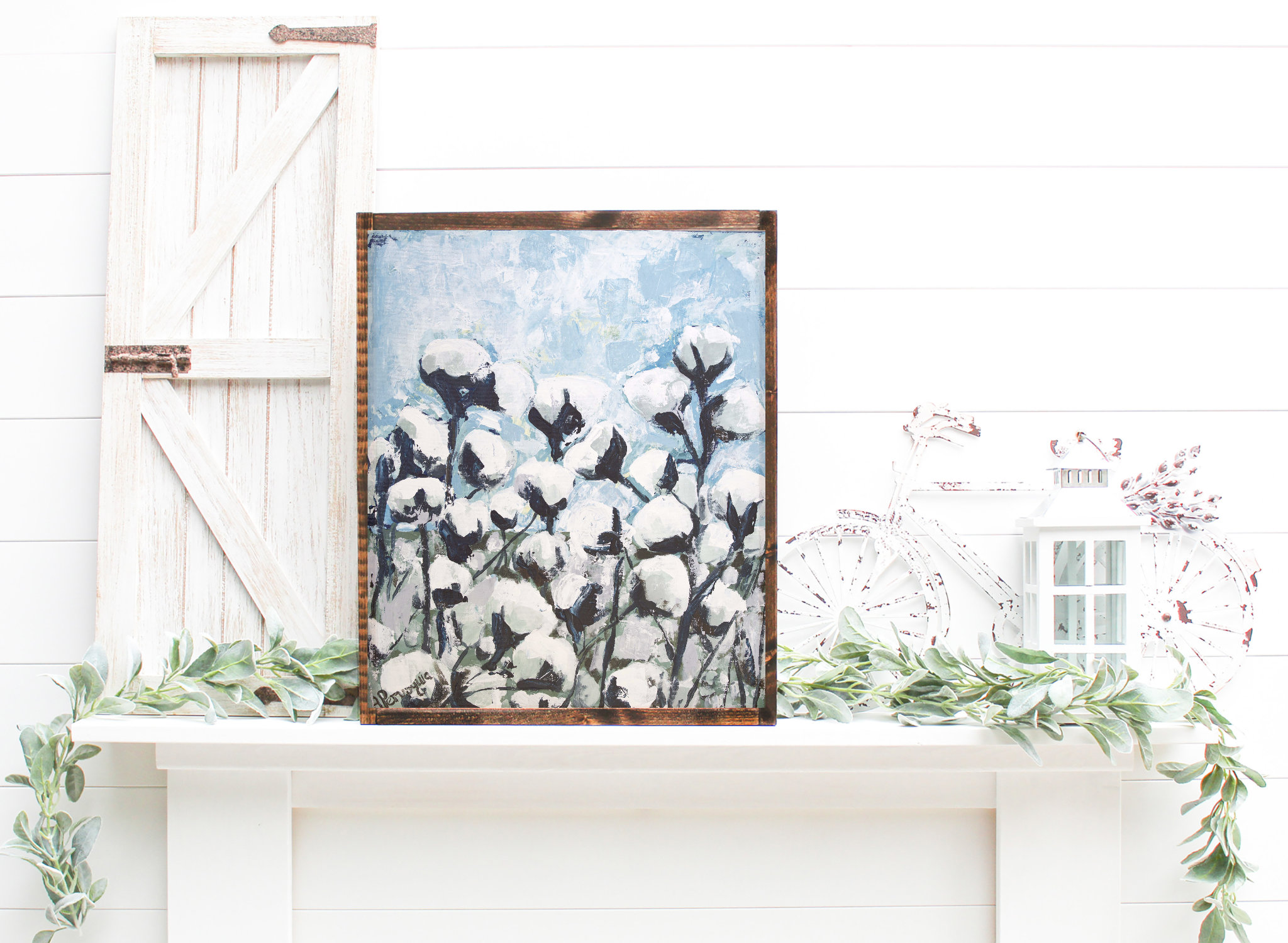 Farmhouse Cotton Field Art Print | Rustic Country Wall Decor | Vintage ...