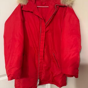 Vintage Rainier Down Red Down Coat With Coyote Fur Hood M - Etsy