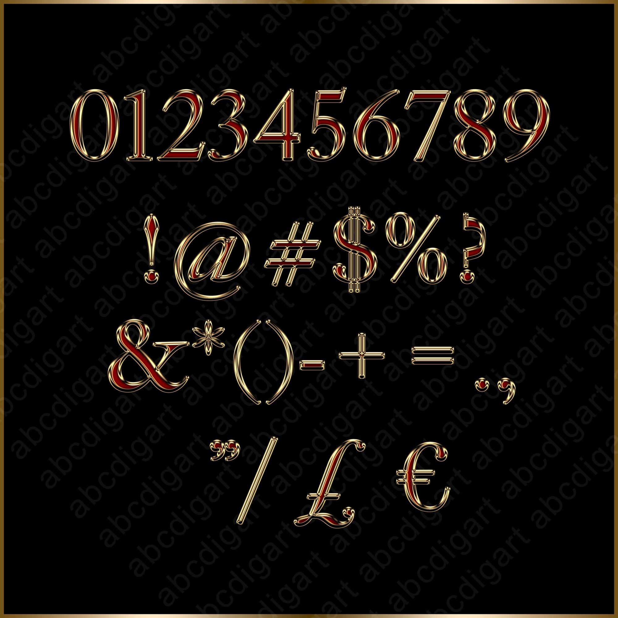 Red & Gold Chrome Digital Alphabet: Luxury PNG Letters (commercial Use ...