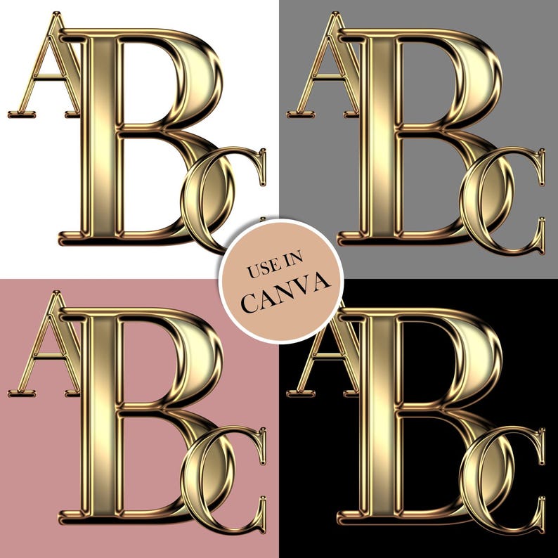 Liquid Gold Chrome Digital Alphabet: Metallic PNG Letters (digital ...