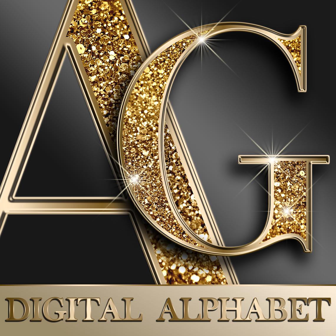 Glitter Digital Alphabet, Luxury Letters & Numbers, Sparkling Letters ...