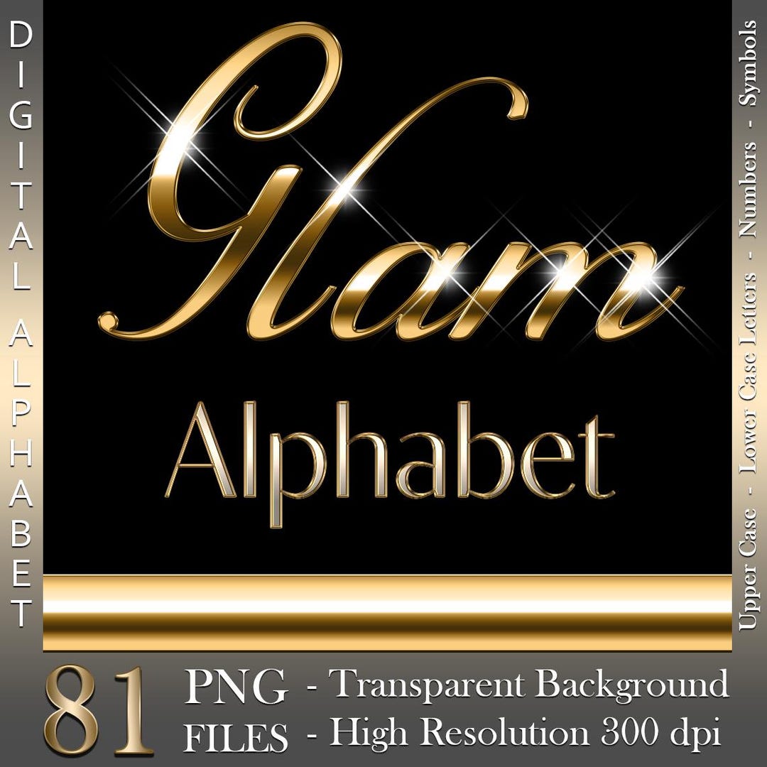 Liquid Gold Cursive Alphabet Clipart, Calligraphic Writing, Chrome Gold ...