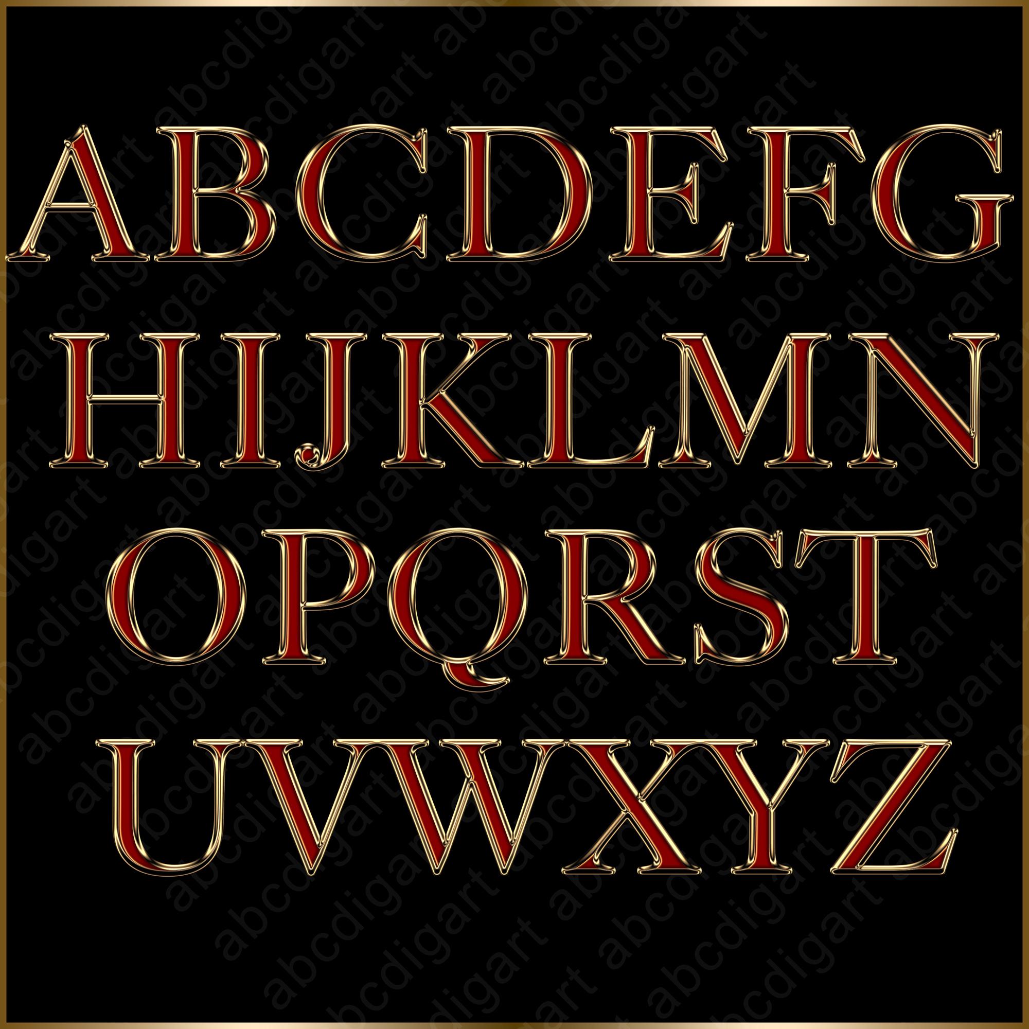Red & Gold Chrome Digital Alphabet: Luxury PNG Letters (commercial Use ...