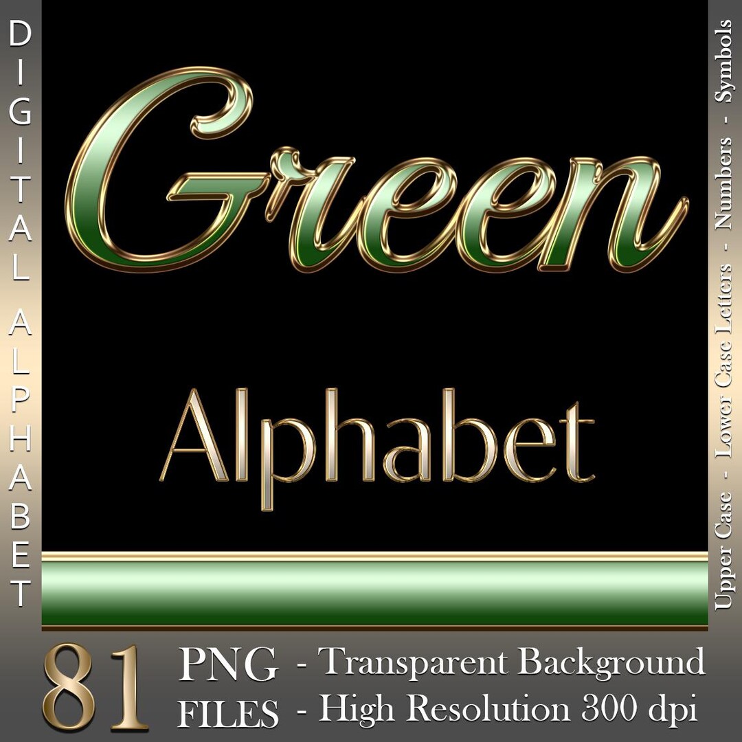 Green Gold Chrome Alphabet: Luxury PNG Letters (digital Download) - Etsy