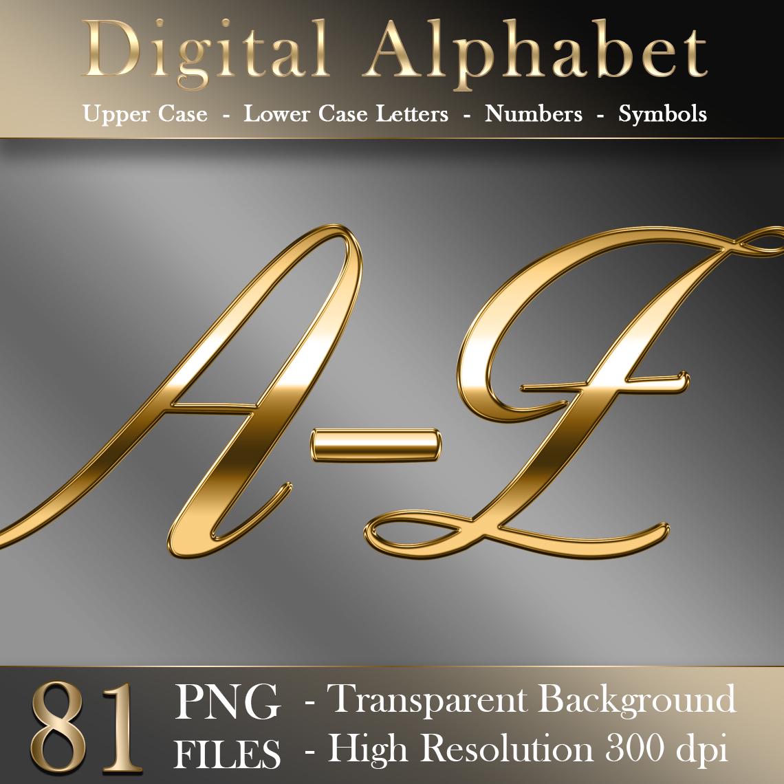 Liquid Gold Cursive Alphabet Clipart, Calligraphic Writing, Chrome Gold ...