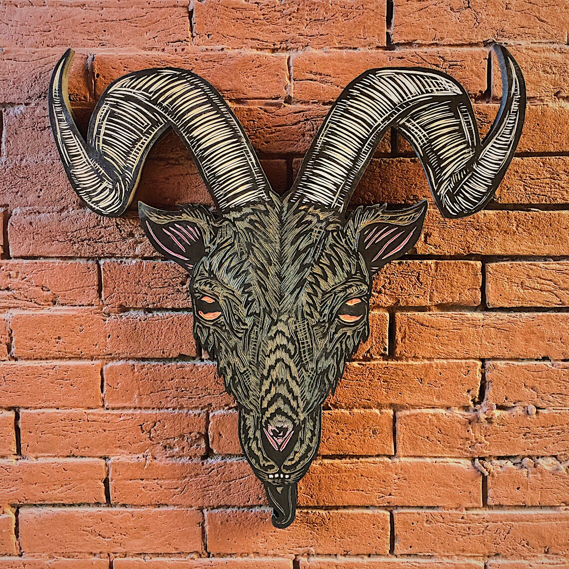 Goat Head Wood Carving MADE TO ORDER - Etsy