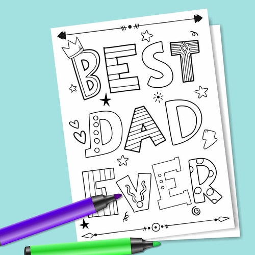 Digital Birthday Coloring Card Dad Greeting Card Coloring - Etsy