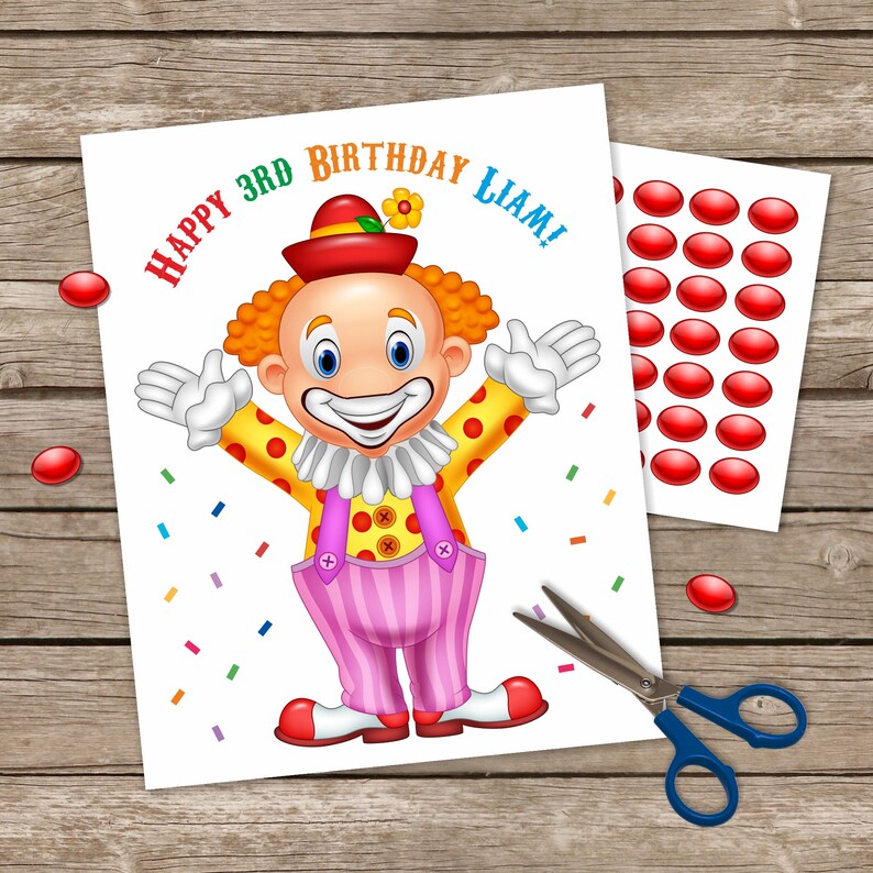 Digital PIN the NOSE on the CLOWN Circus Party Games and | Etsy