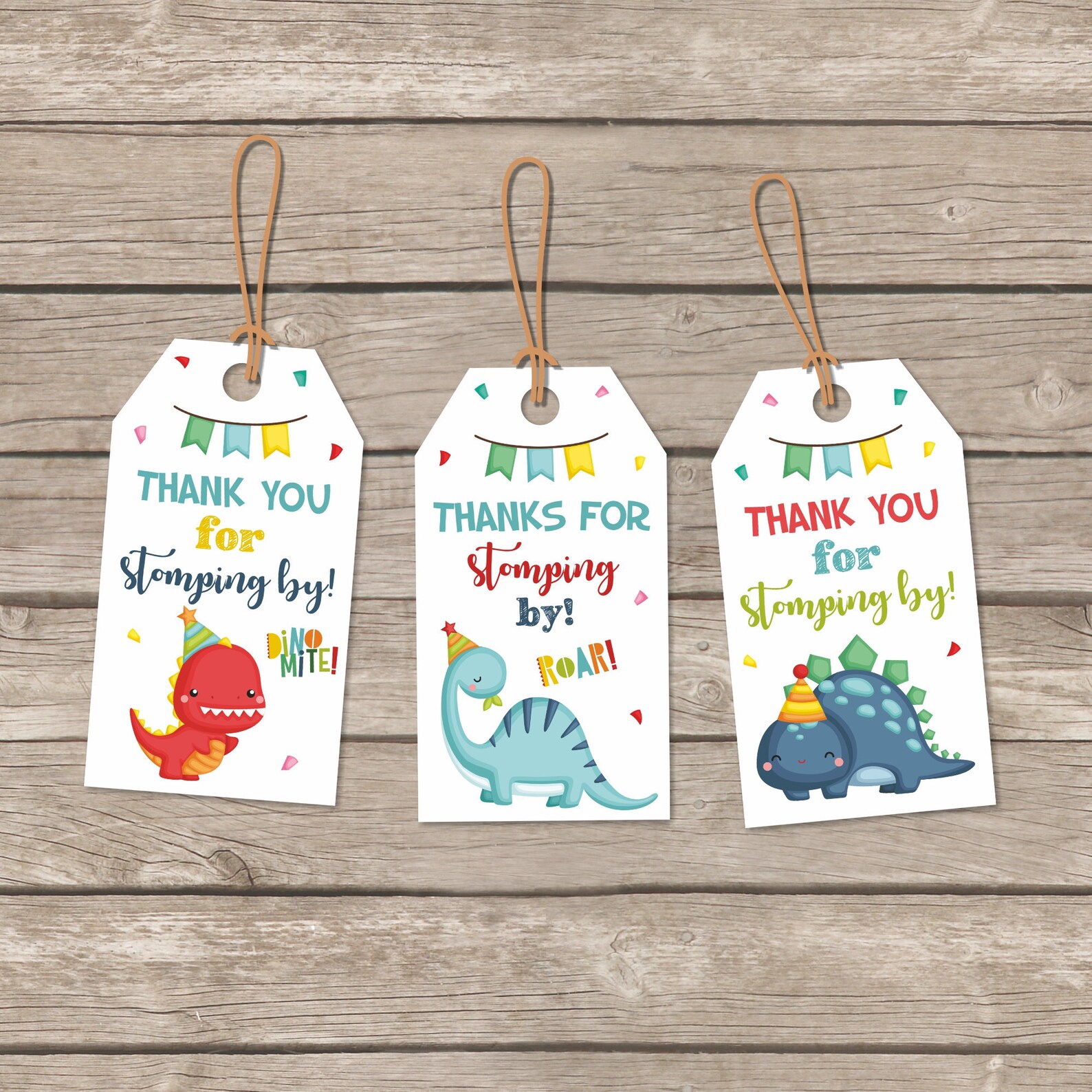 Instant Download Dinosaur Printable Birthday Tags, Digital Gift Tags ...