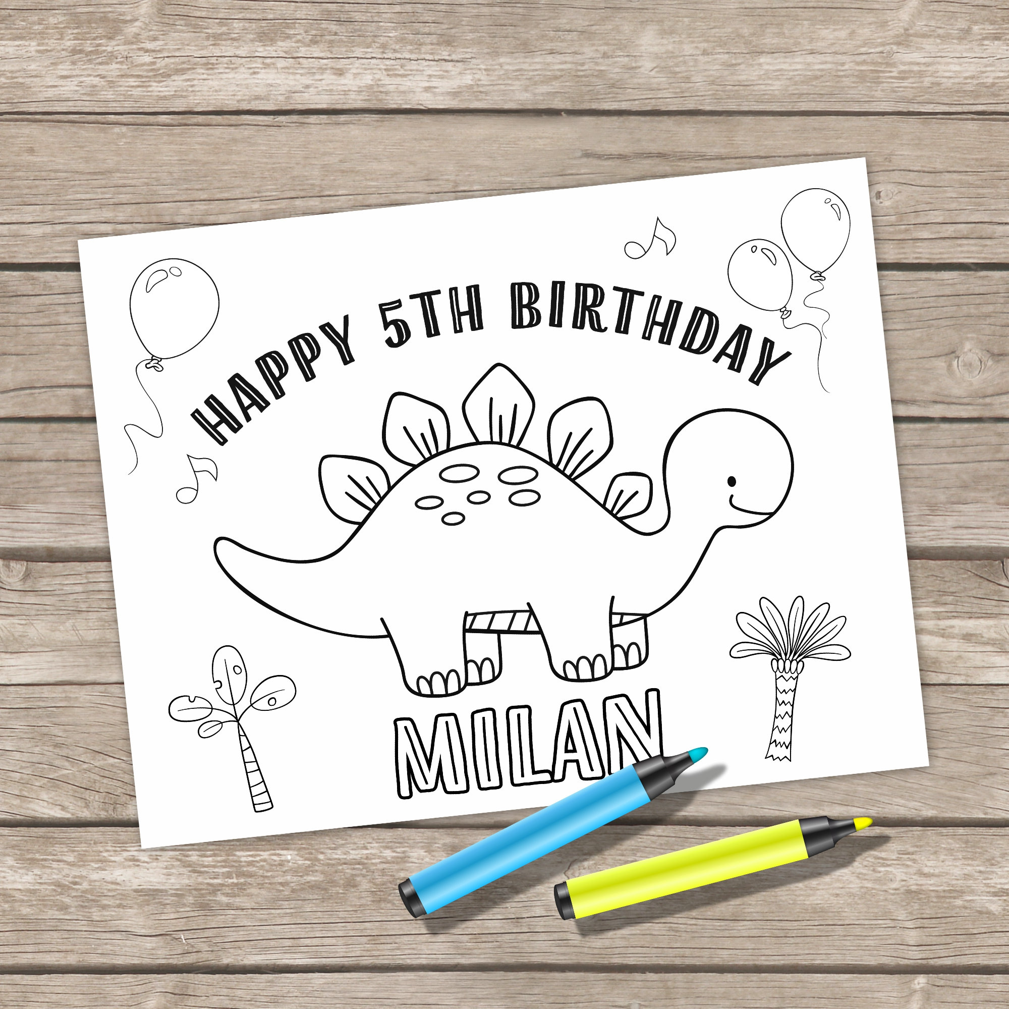 Dinosaur Digital Coloring Pages 6 Dinosaur Printable Coloring | Etsy