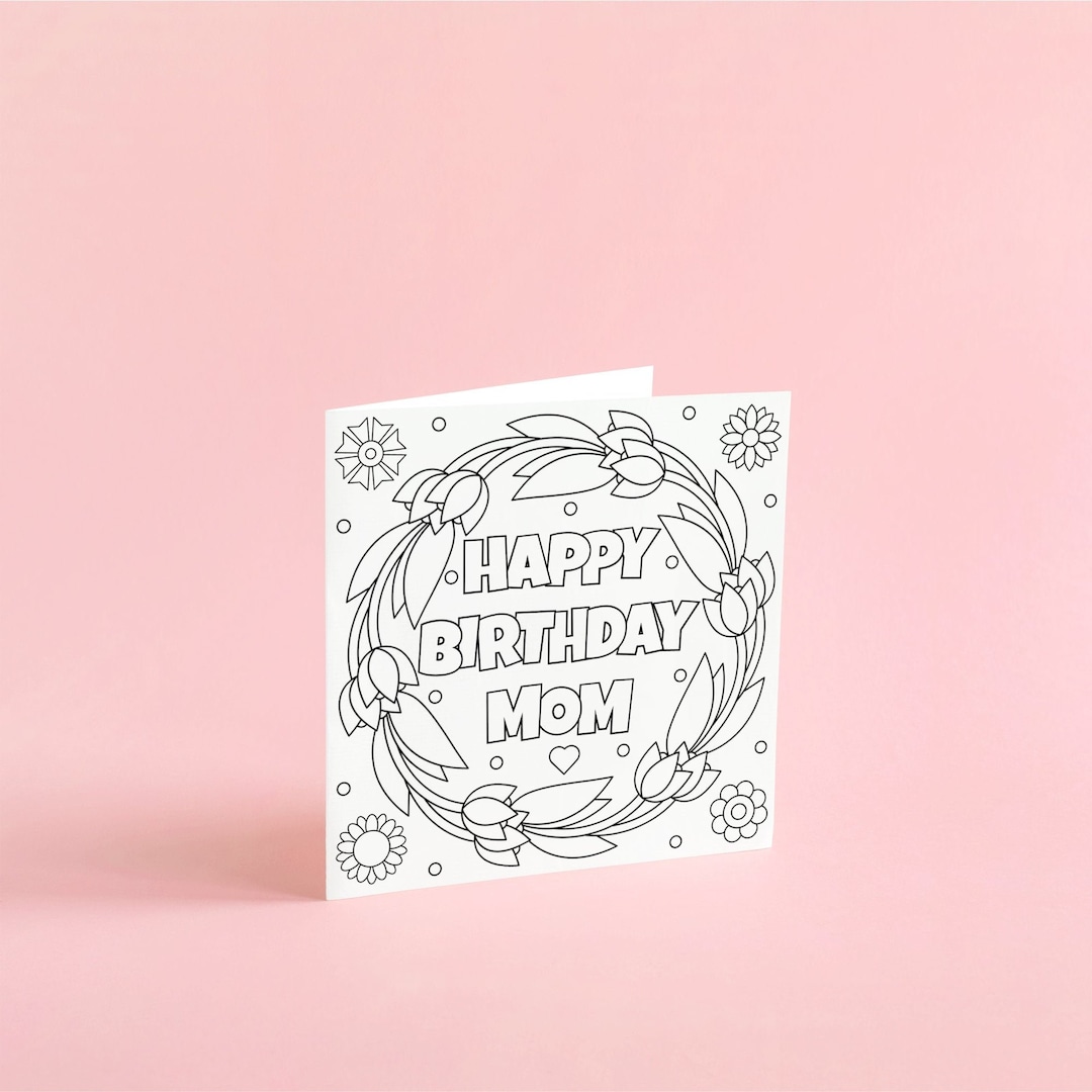 Instant Download Birthday Coloring Card, Digital Greeting Card ...