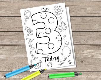 Instant Download Coloring Greeting Card Happy Birthday Card - Etsy