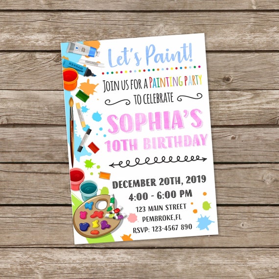 Painting Party Invitation Art Party Invitation Art Birthday | Etsy