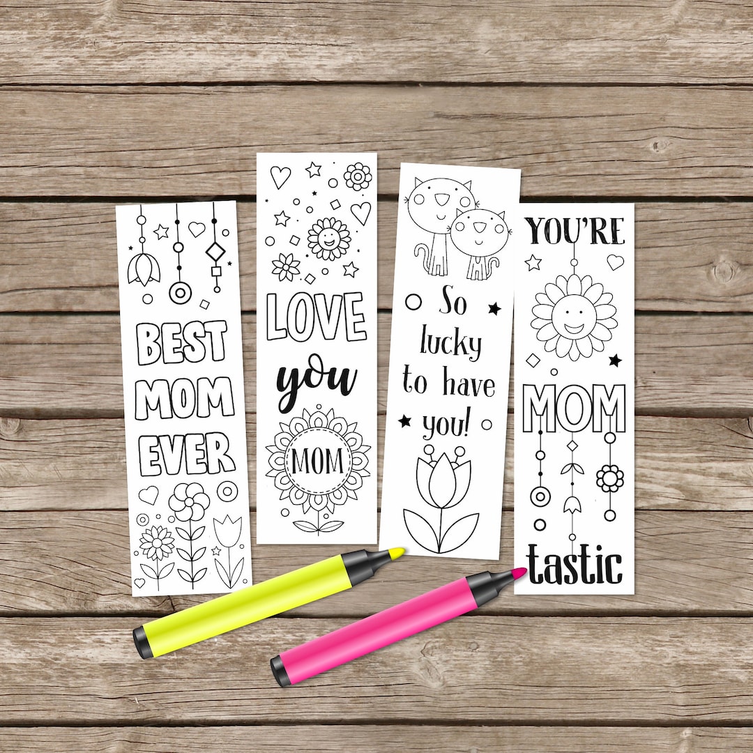Mom Coloring Bookmarks (set of 4), Coloring Pages, Mothers Day ...