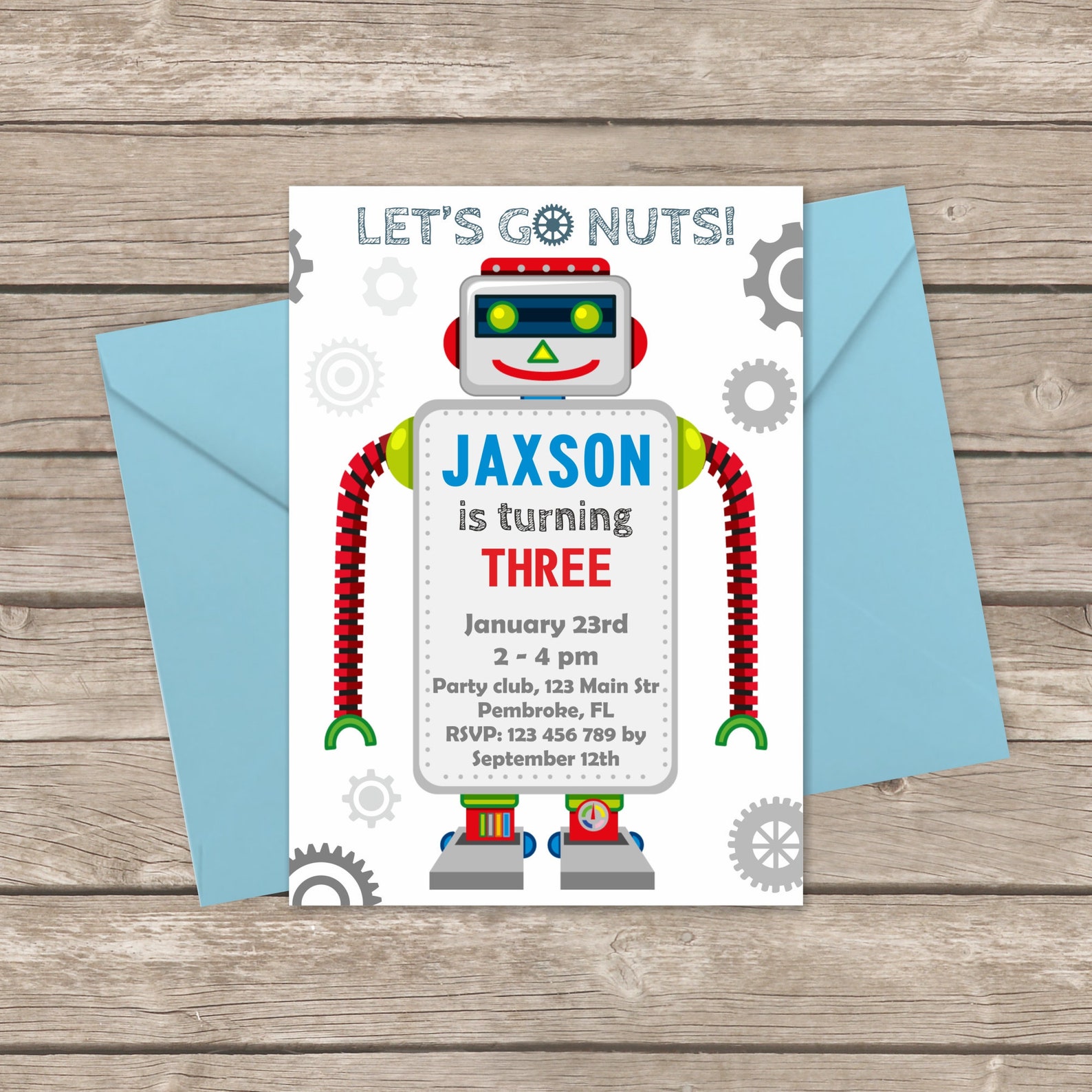 Robot Birthday Invitation Robot Birthday Invites Robots - Etsy