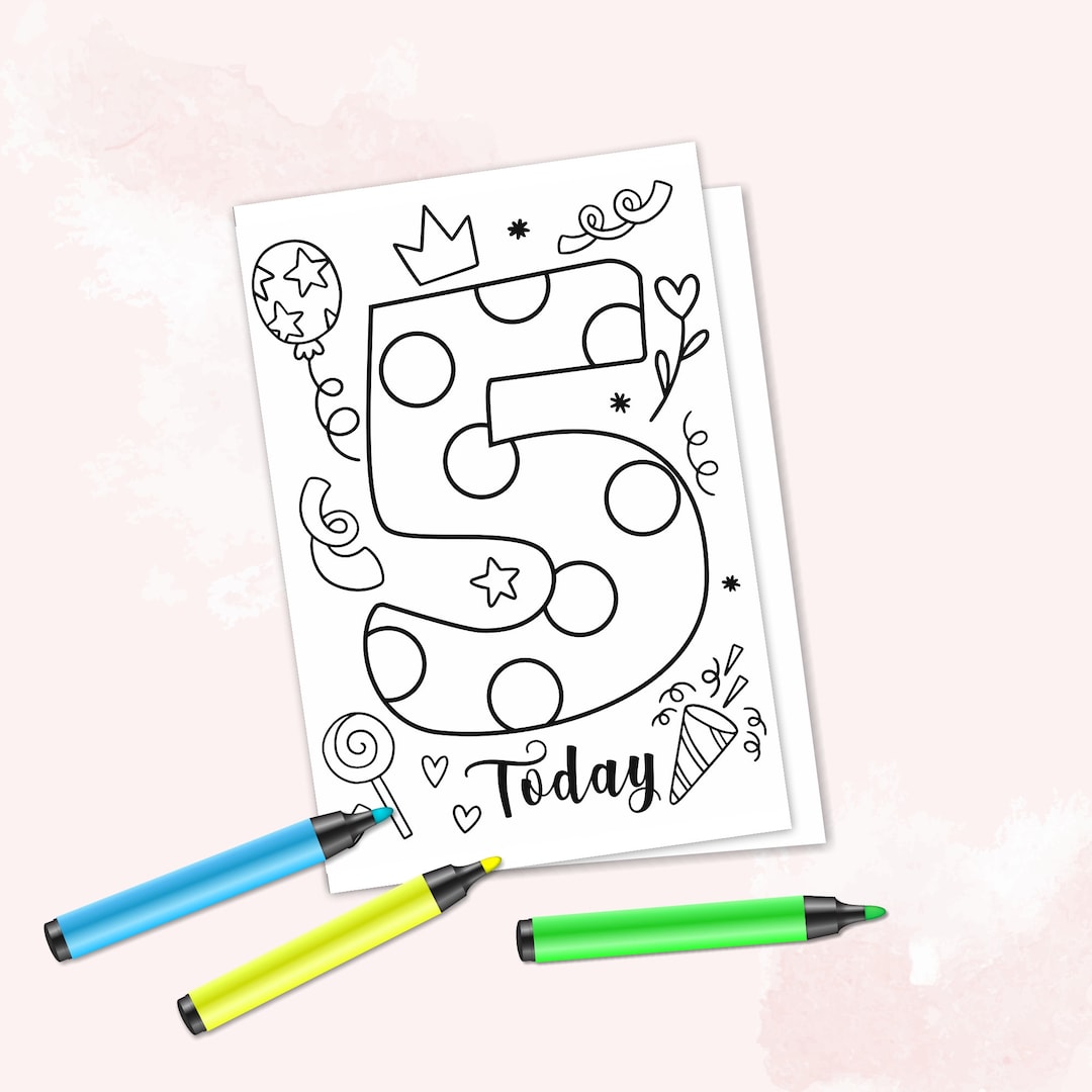 Instant Download Five Today Birthday Card, Digital Greeting Card ...