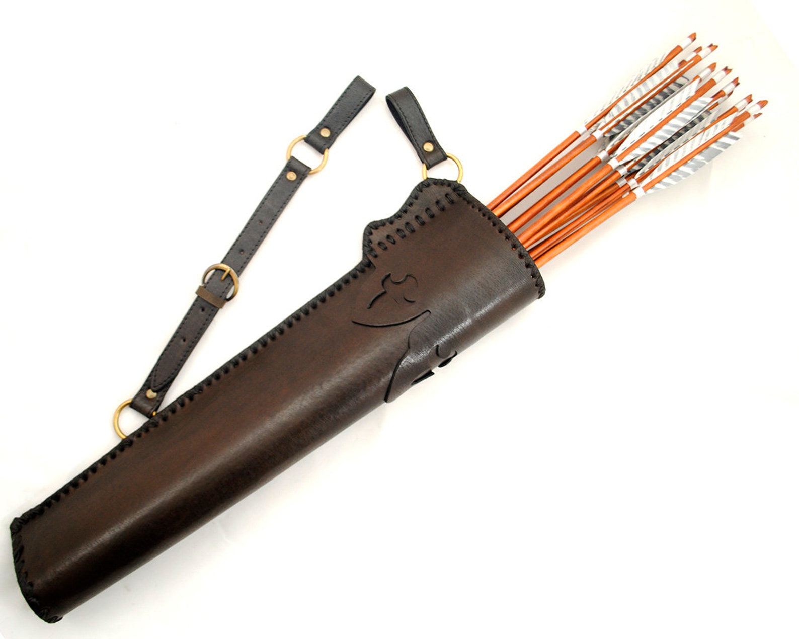 Leather Side Quiver 'fleur-de-lis' With Adjustable | Etsy