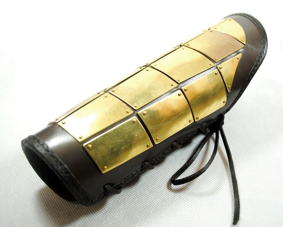 Leather Vambrace Reinforced With Brass Plates | Etsy