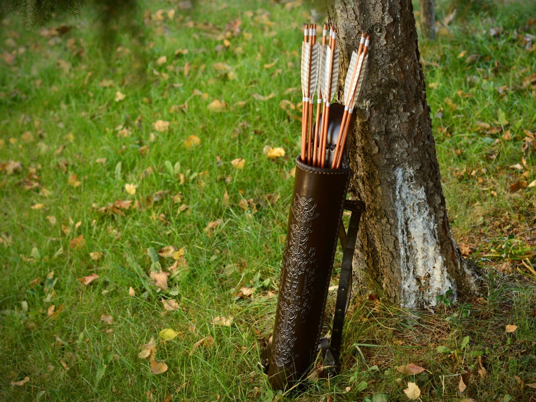 Celtic Gotland Quiver, Natural Leather, Laced Edges, Archery Larp ...