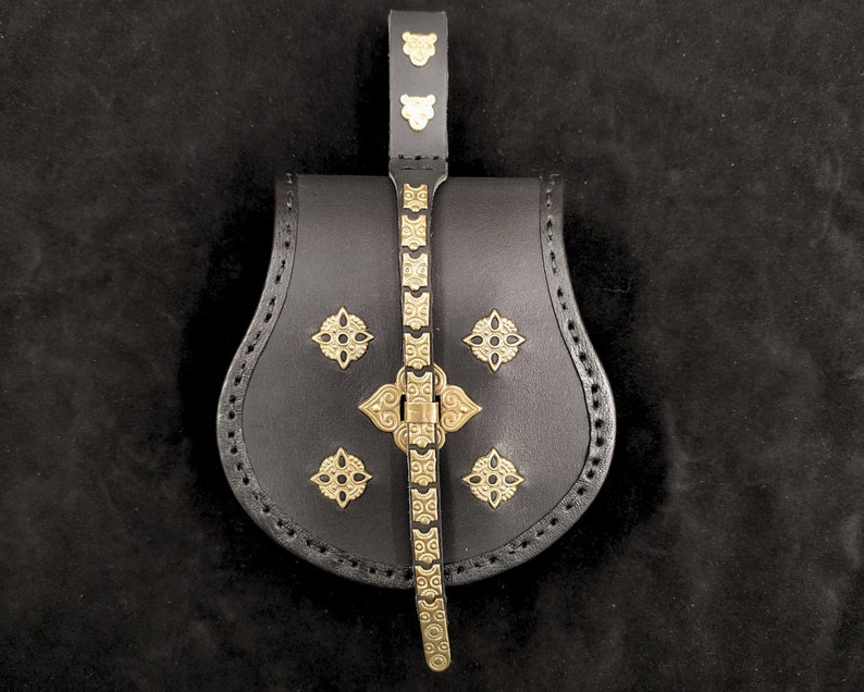 Medieval Pear-shaped Viking Leather Purse With Brass Fittings, Based on ...