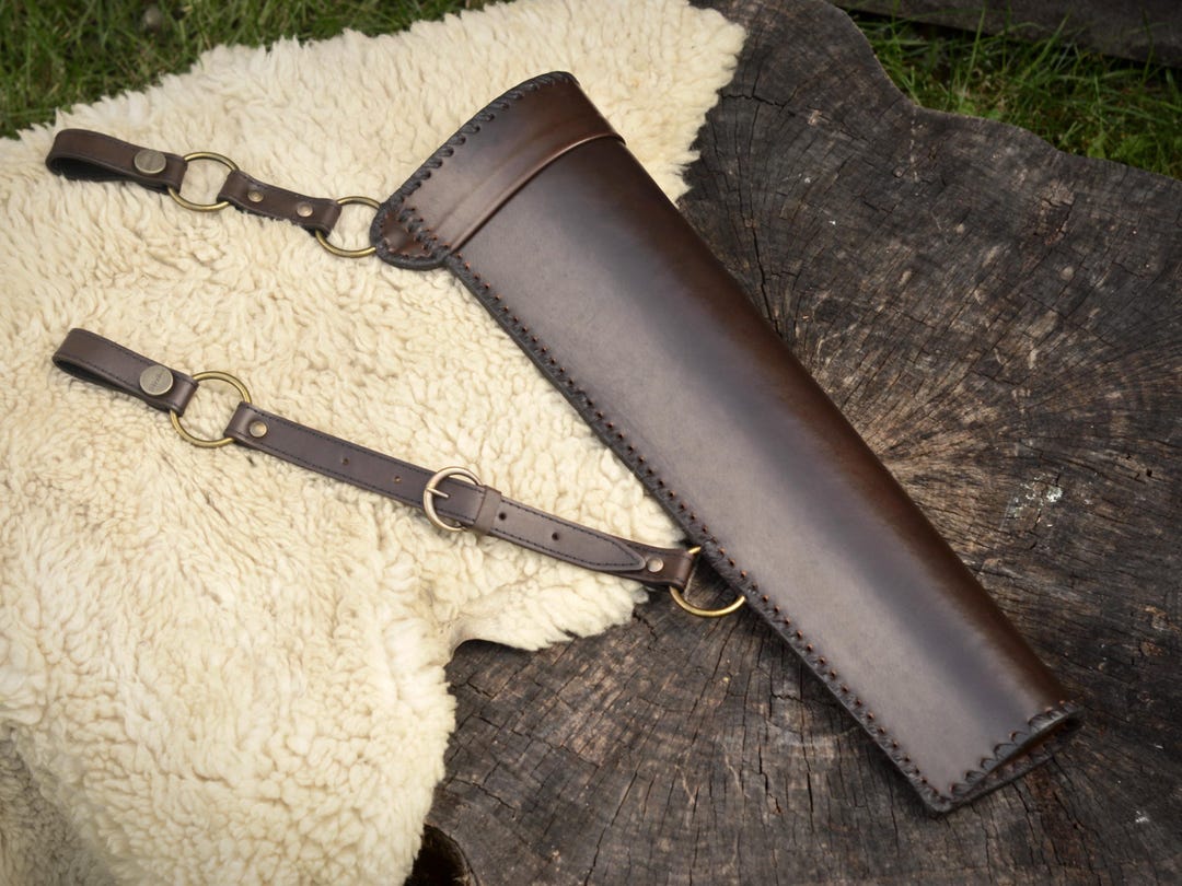 Leather Side Quiver With Adjustable Straps, Hand-made With Laced Edges ...