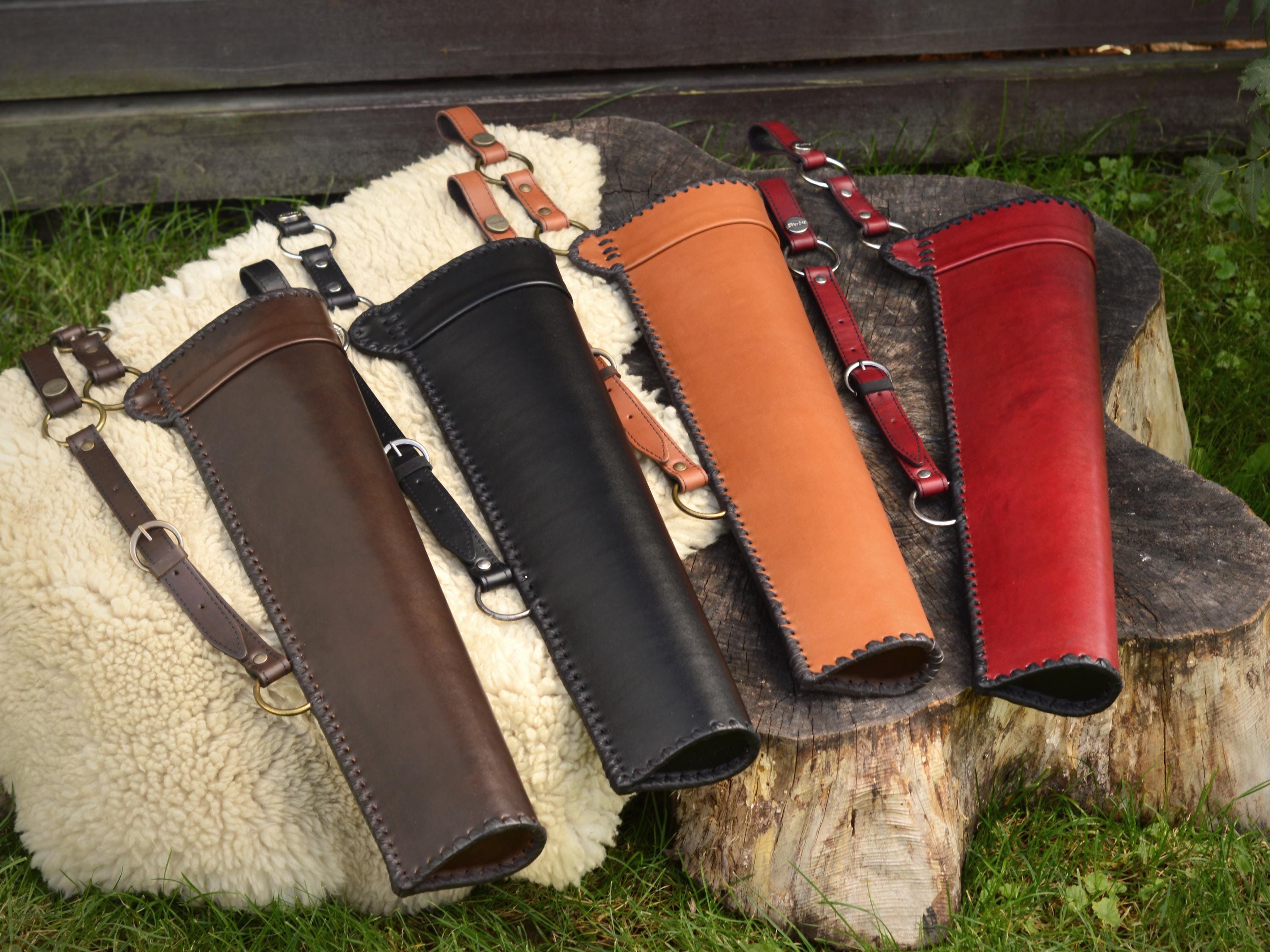 Leather Side Quiver With Adjustable Straps, Hand-made With Laced Edges ...