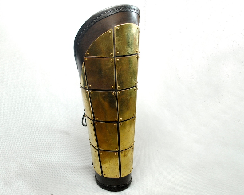 Leather Vambrace Reinforced With Brass Plates | Etsy