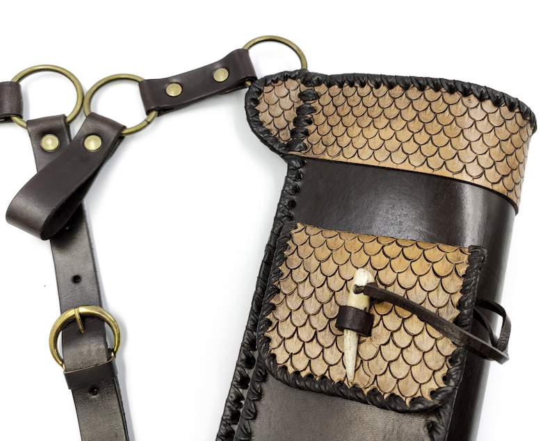 Leather Side Quiver DRAGON With Adjustable Strap and Pouch - Etsy