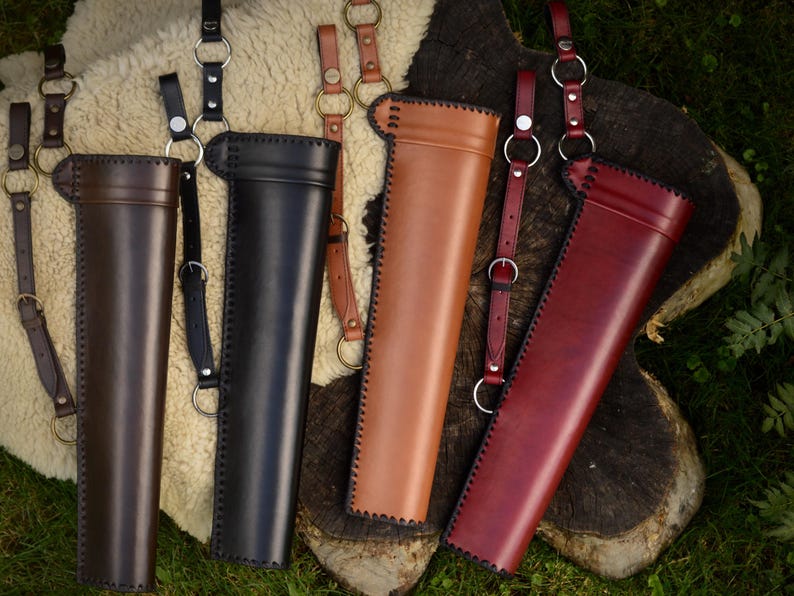 Leather Side Quiver With Adjustable Straps, Hand-made With Laced Edges ...