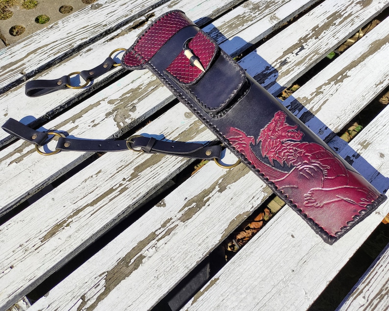 Leather Side Quiver DRAGON With Adjustable Strap and Pouch - Etsy
