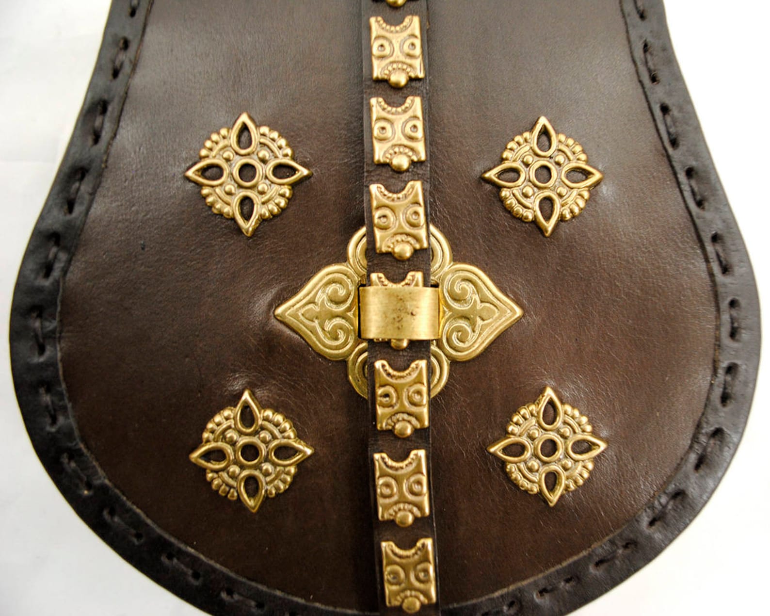 Medieval Pear-shaped Viking Leather Purse With Brass Fittings, Based on ...