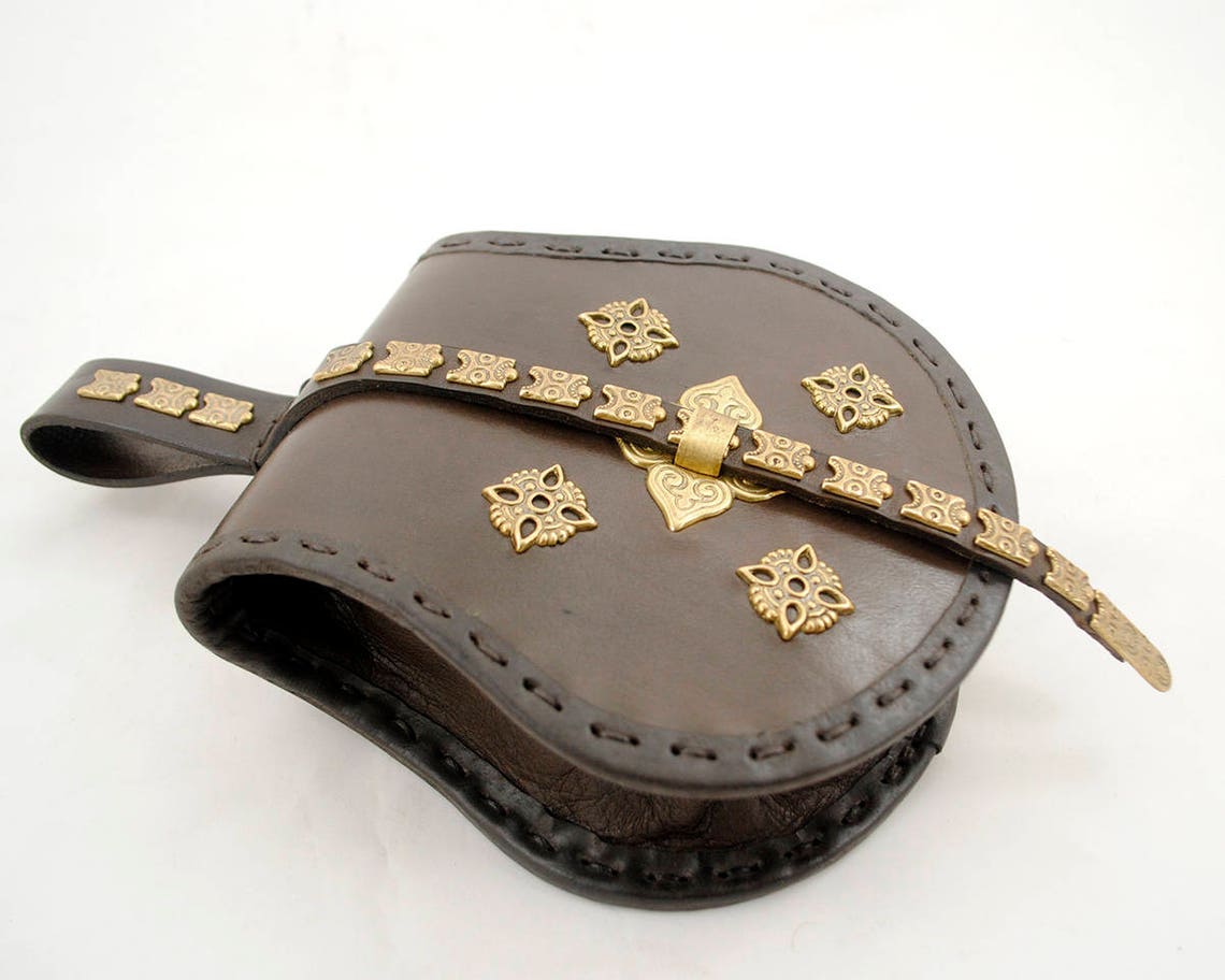 Medieval Pear-shaped Viking Leather Purse With Brass Fittings | Etsy
