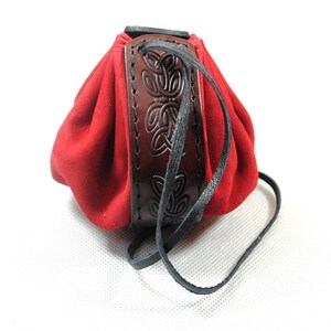 Medieval Suede Drawstring Pouch With Ornamented Leather Strap - Etsy