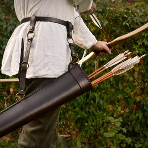 Leather Side Quiver With Adjustable Straps, Hand-made With Laced Edges ...