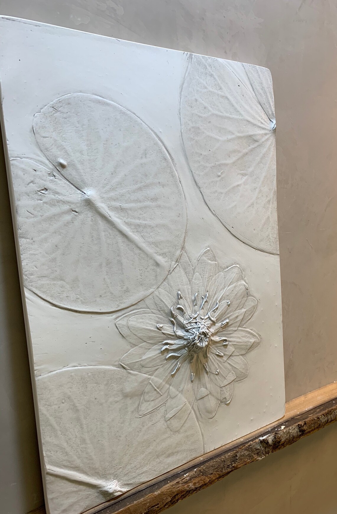 Botanical Bas Relief Water Lily Plaster Wall Art 15 1/4x10 - Etsy