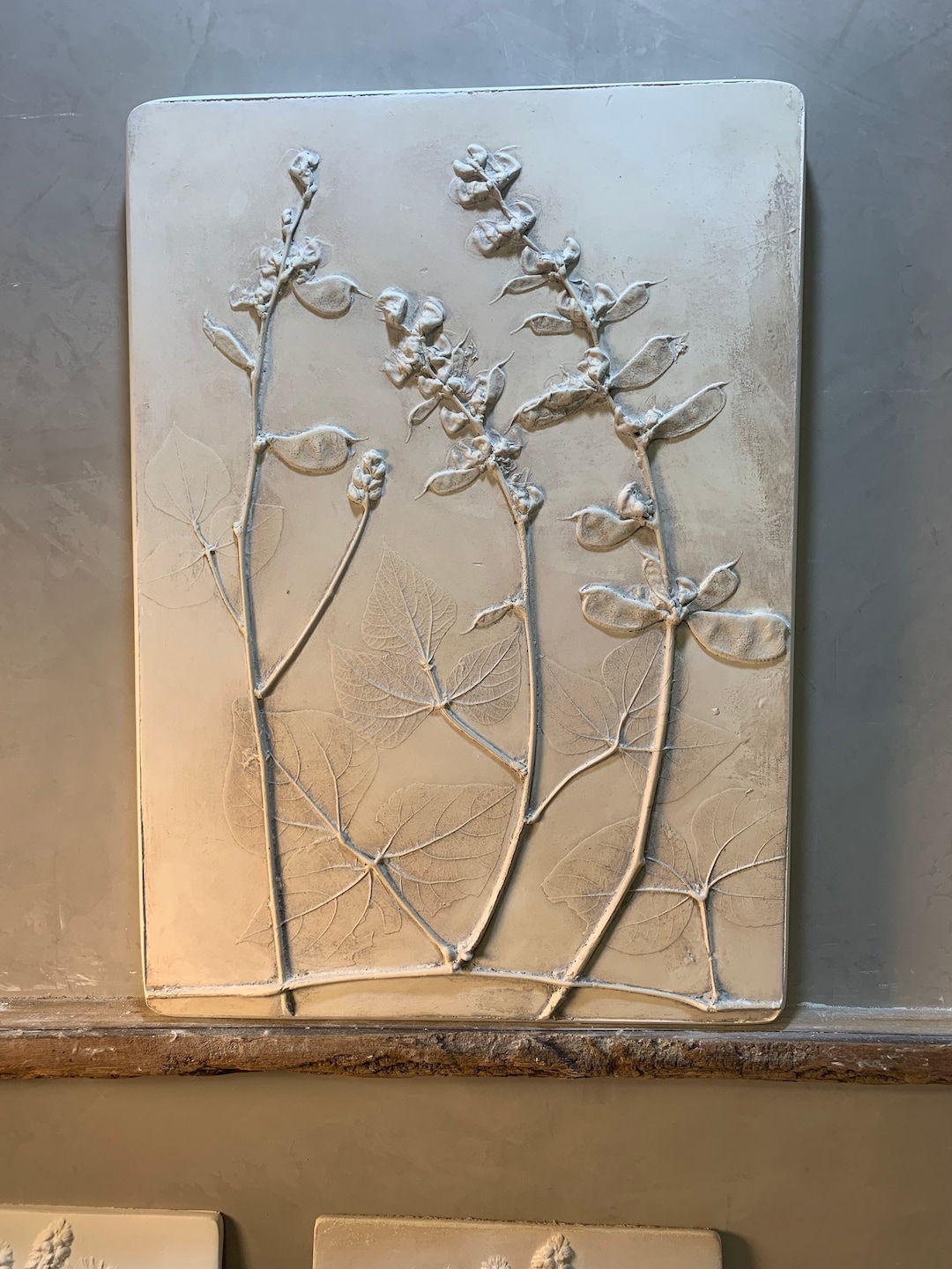 Ruby Moon Hyacinth Lab Lab Bean Plaster Botanical Bas Relief Wall Art ...
