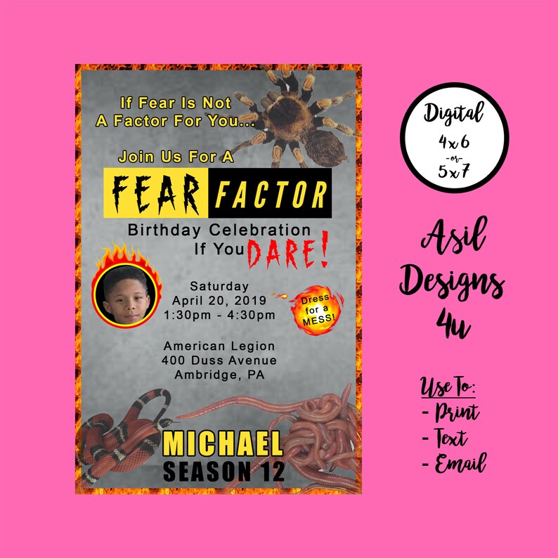 Fear Factor Inspired Birthday Invitation Digital Birthday | Etsy