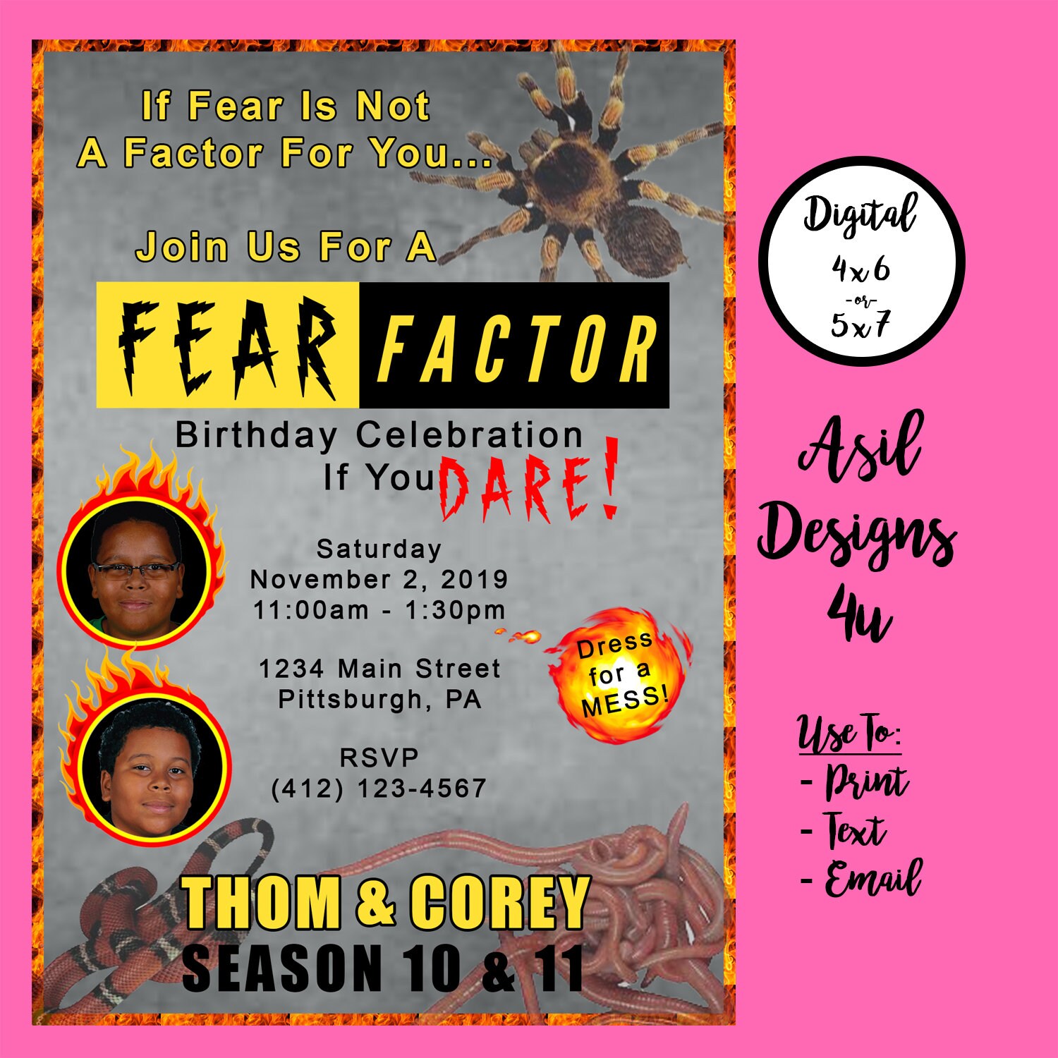 Fear Factor Inspired Birthday Invitation Digital Birthday | Etsy