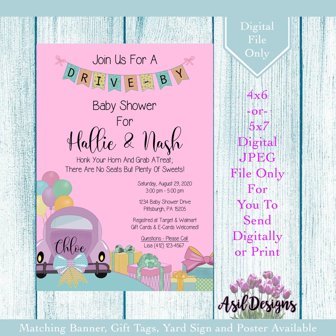 Drive by Baby Shower Invitation - Social Distancing Drive Through ...