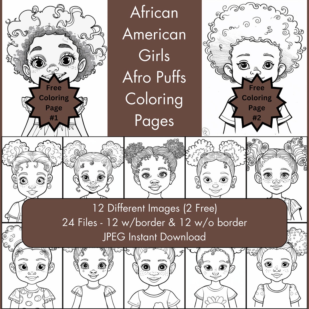 African American Girls Afro Puffs Coloring Pages - 12 Unique Designs ...