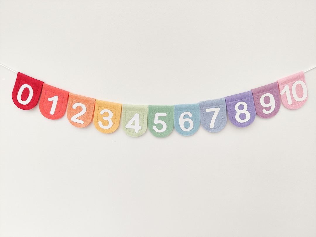 Pastel Rainbow Felt Hanging Number Line 0-10 0-20cm - Etsy
