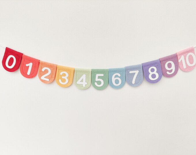 Pastel Rainbow Felt Hanging Number Line 0-10 0-20cm - Etsy