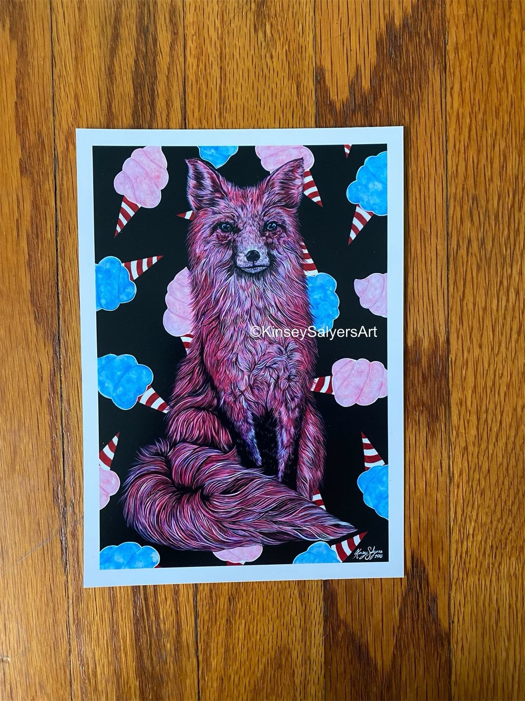 PRINT 5x7 Cotton Candy Fox - Etsy