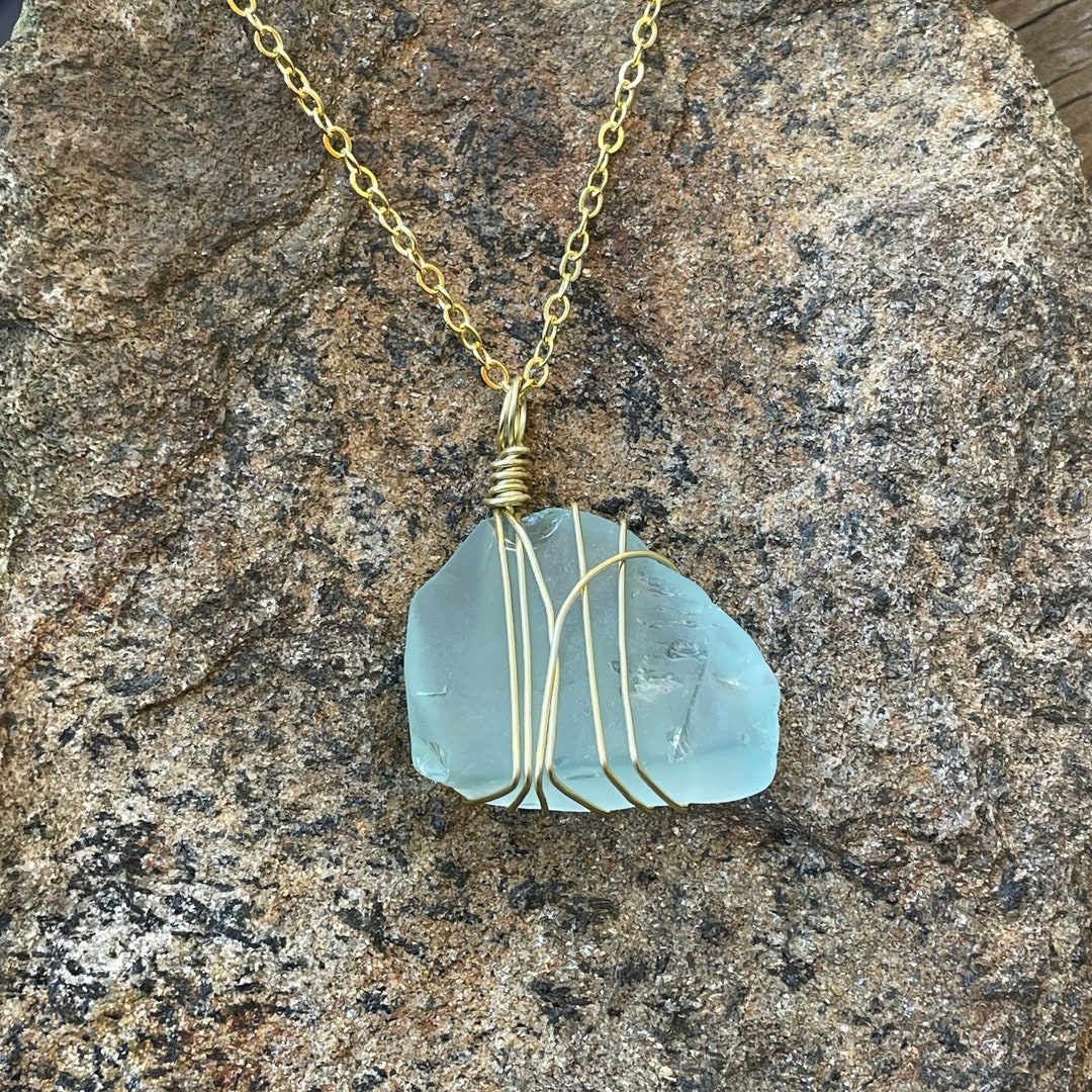 Light Green Wire Wrapped Sea Glass Pendant - Etsy