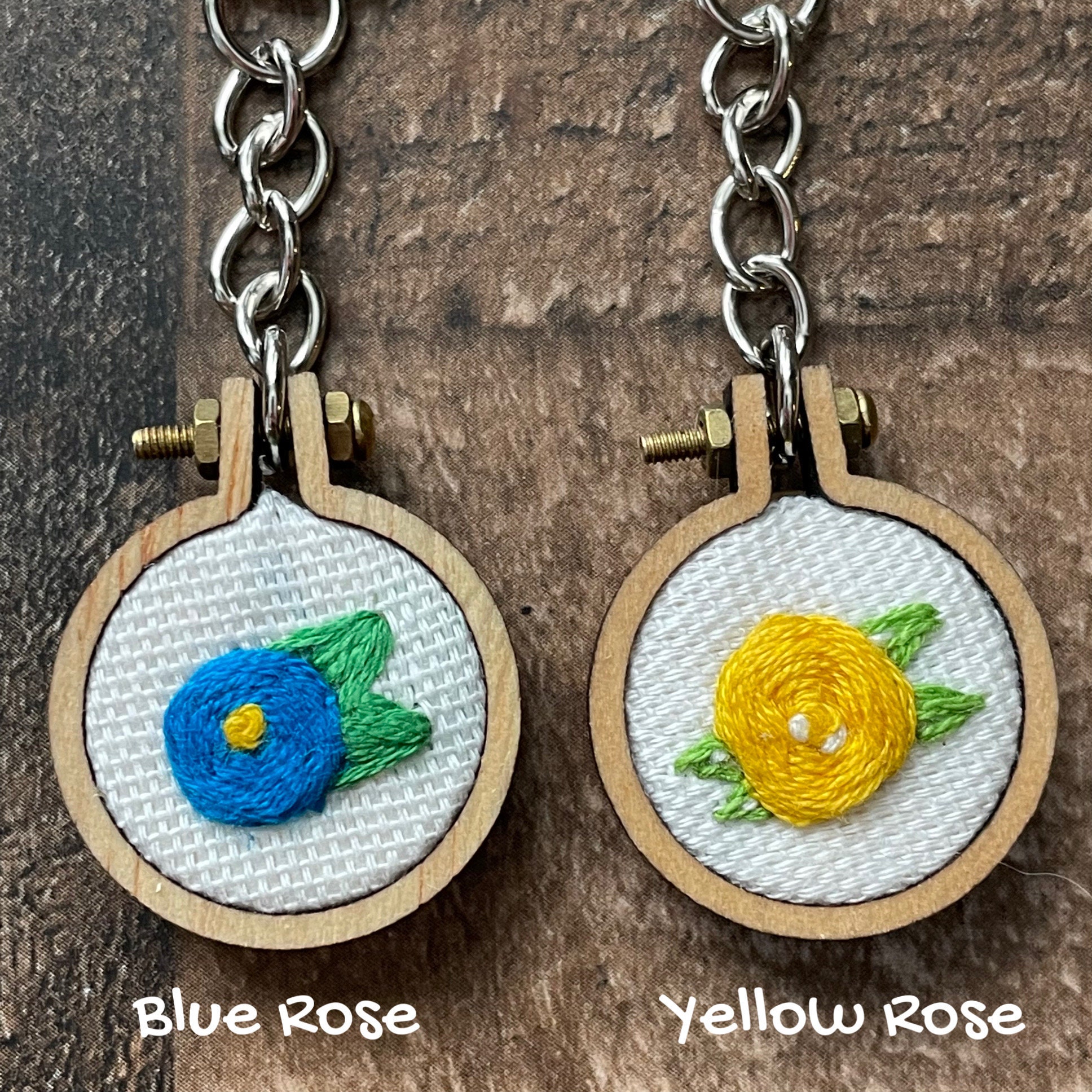 Embroidered Mini Keychain Bee Cat Bunny Paw Cactus Hand Embroidery ...