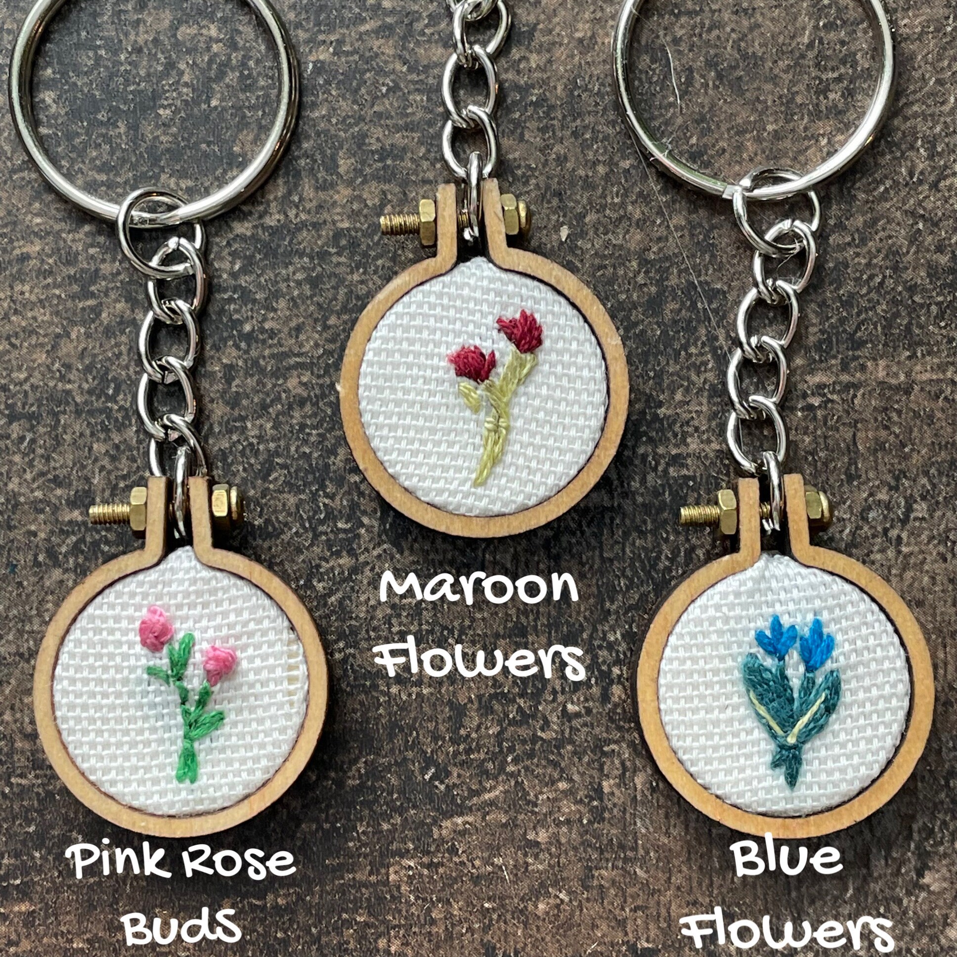 Embroidered Mini Keychain Bee Cat Bunny Paw Cactus Hand Embroidery ...