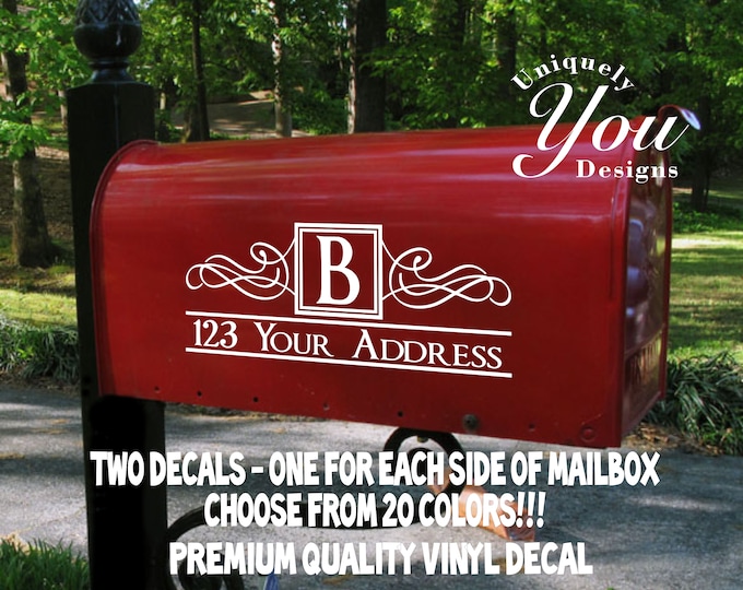 Custom Personalized Vinyl Mailbox Decal 6 Set of 2 20 Colors to Choose ...