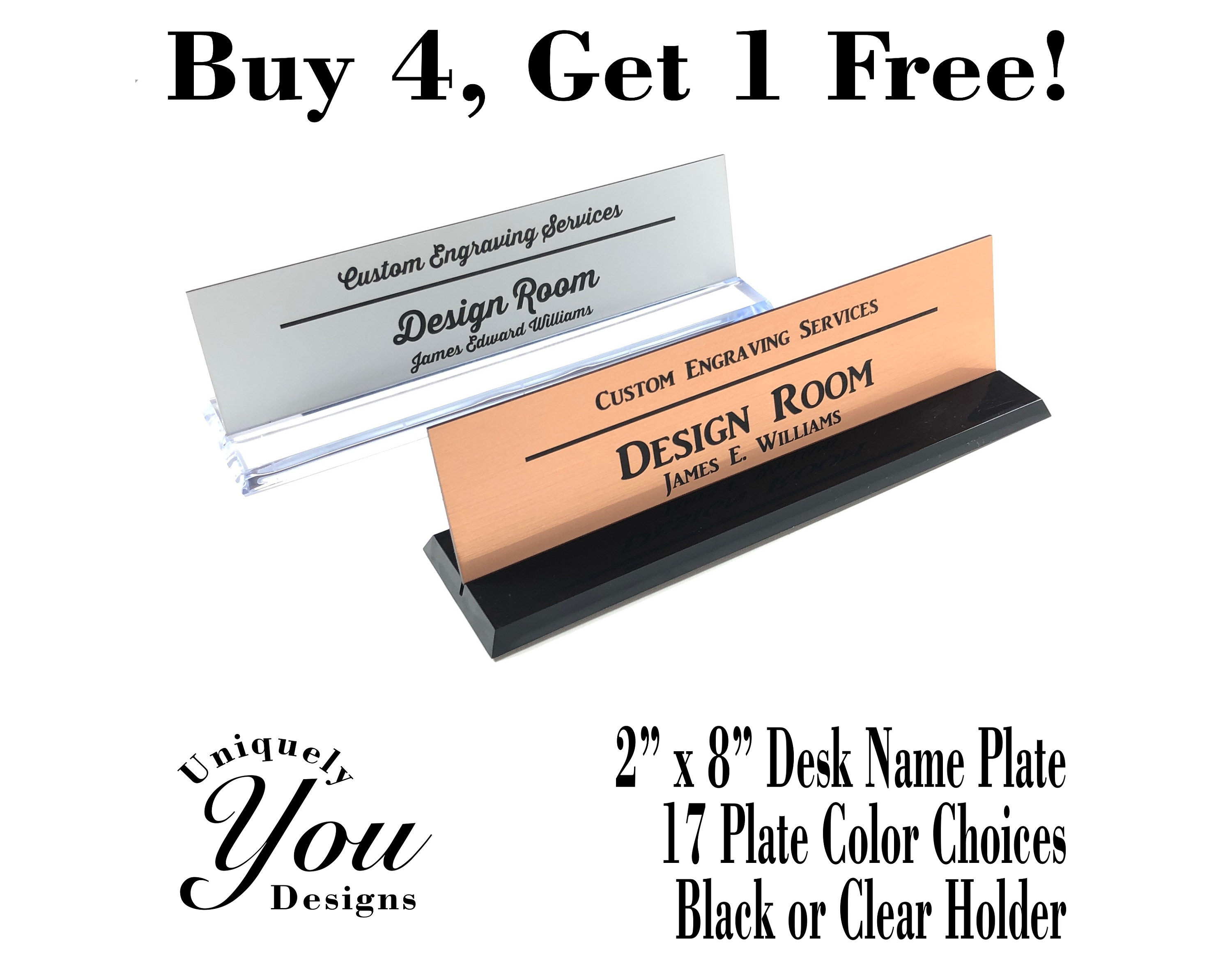 Personalized Desk Name Plate With Acrylic Base 2" X 8" Engraved ...