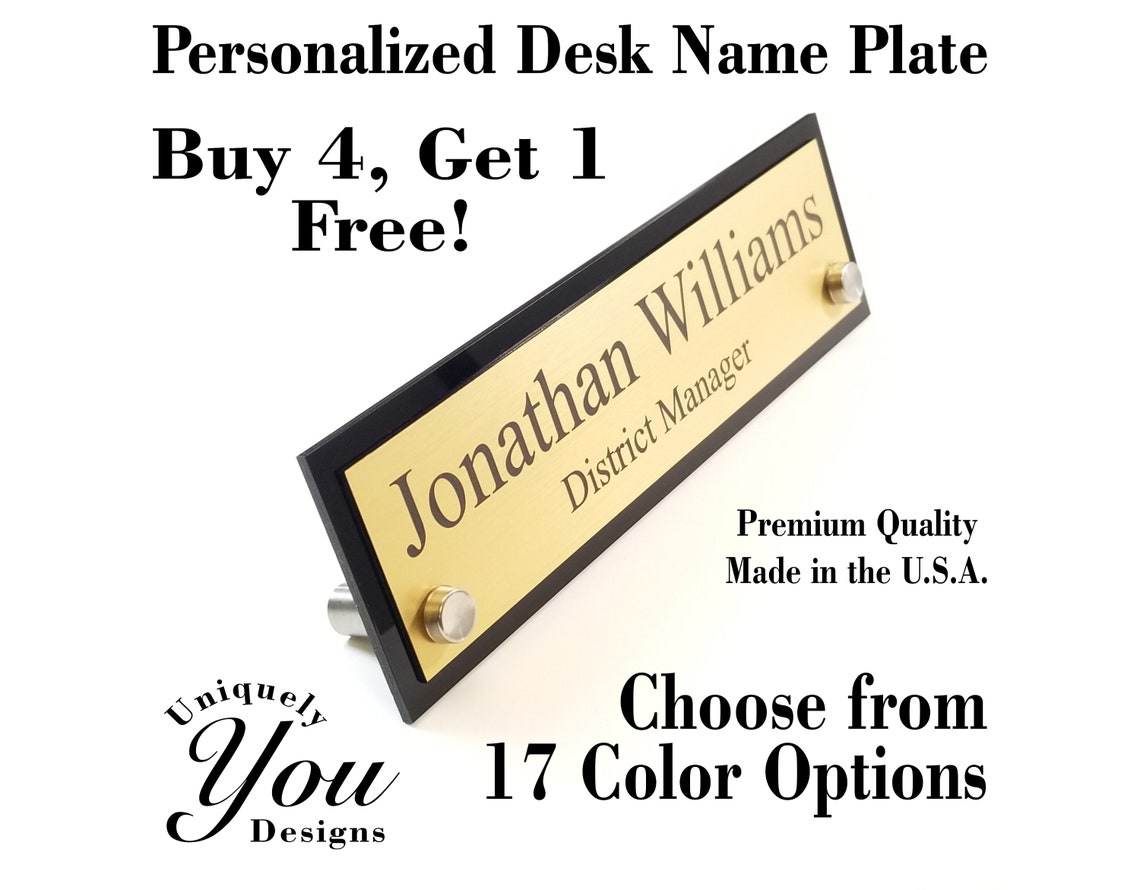 Personalized Desk Plate Custom Engraved HIGH QUALITY Two | Etsy