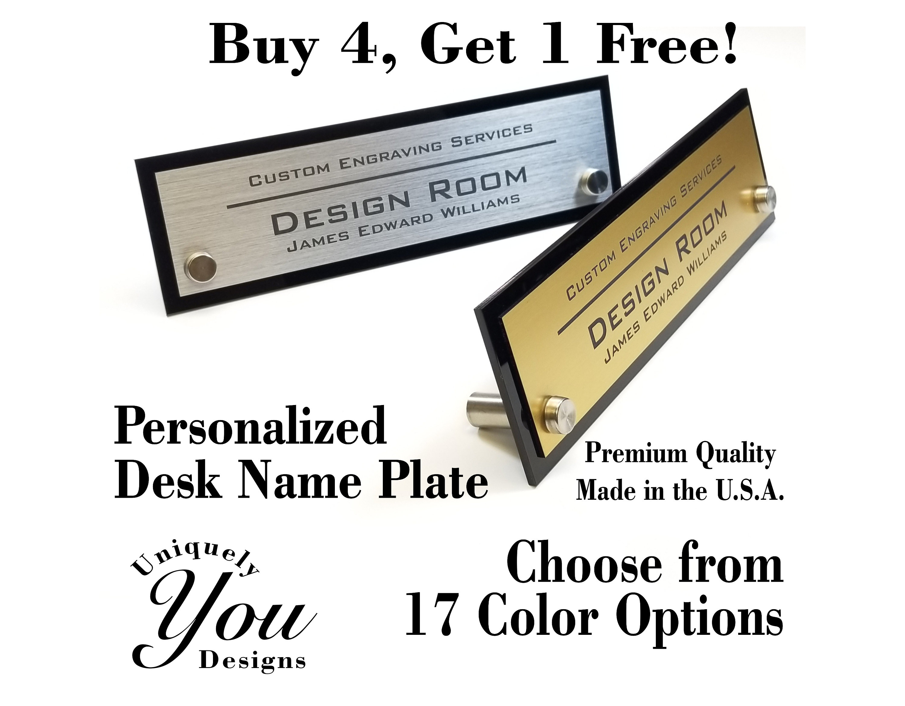 Personalized Desk Plate Custom Engraved HIGH QUALITY Two | Etsy